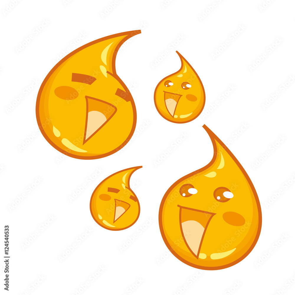 Happy smiling drops of sweet honey - cute cartoon mascots emoji. Vector ...