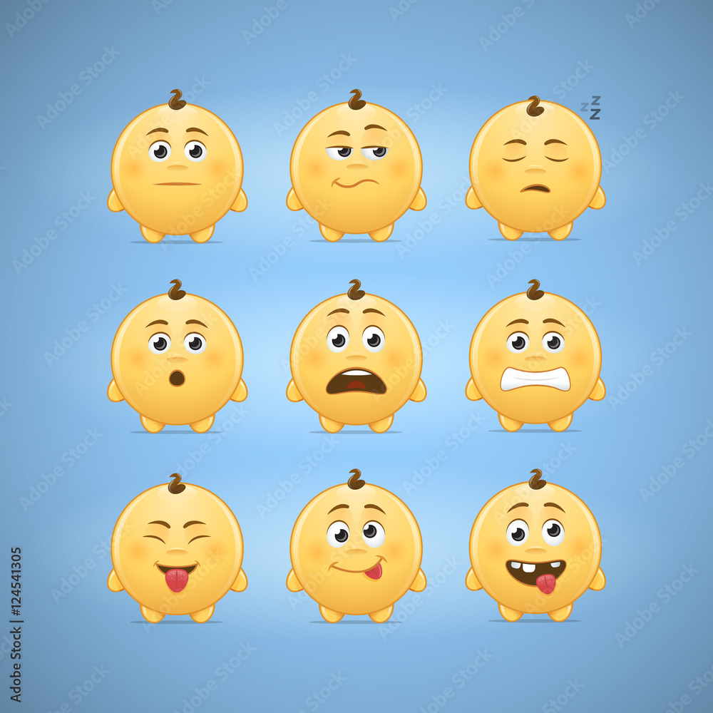 Emojis emoticons vector cartoon illustration - second set Stock Vector ...