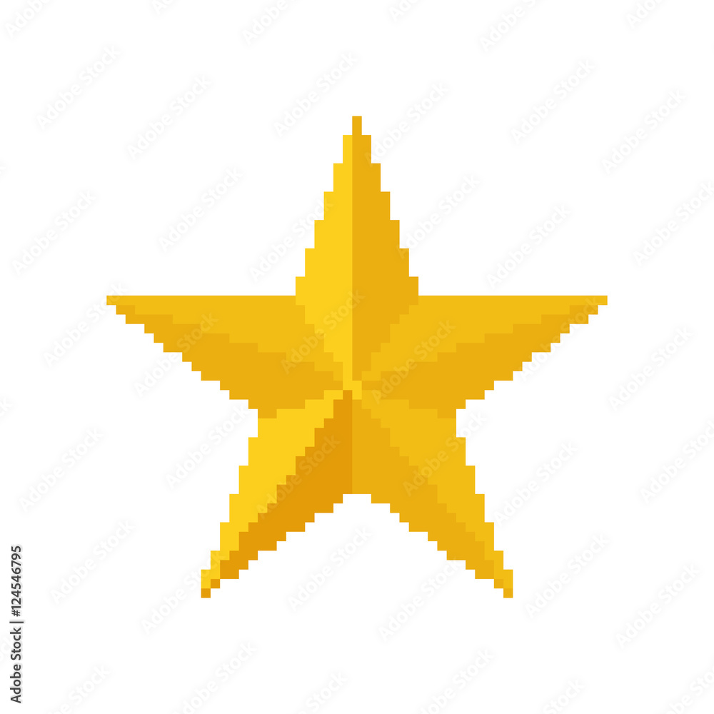 Gold star, 8 bit pixel. vector illustration Stock Vector | Adobe Stock