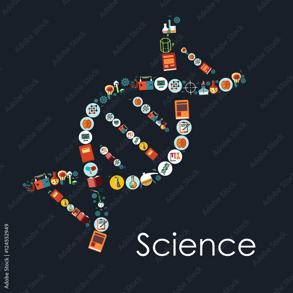 DNA icon shape with symbols of science Stock Vector | Adobe Stock
