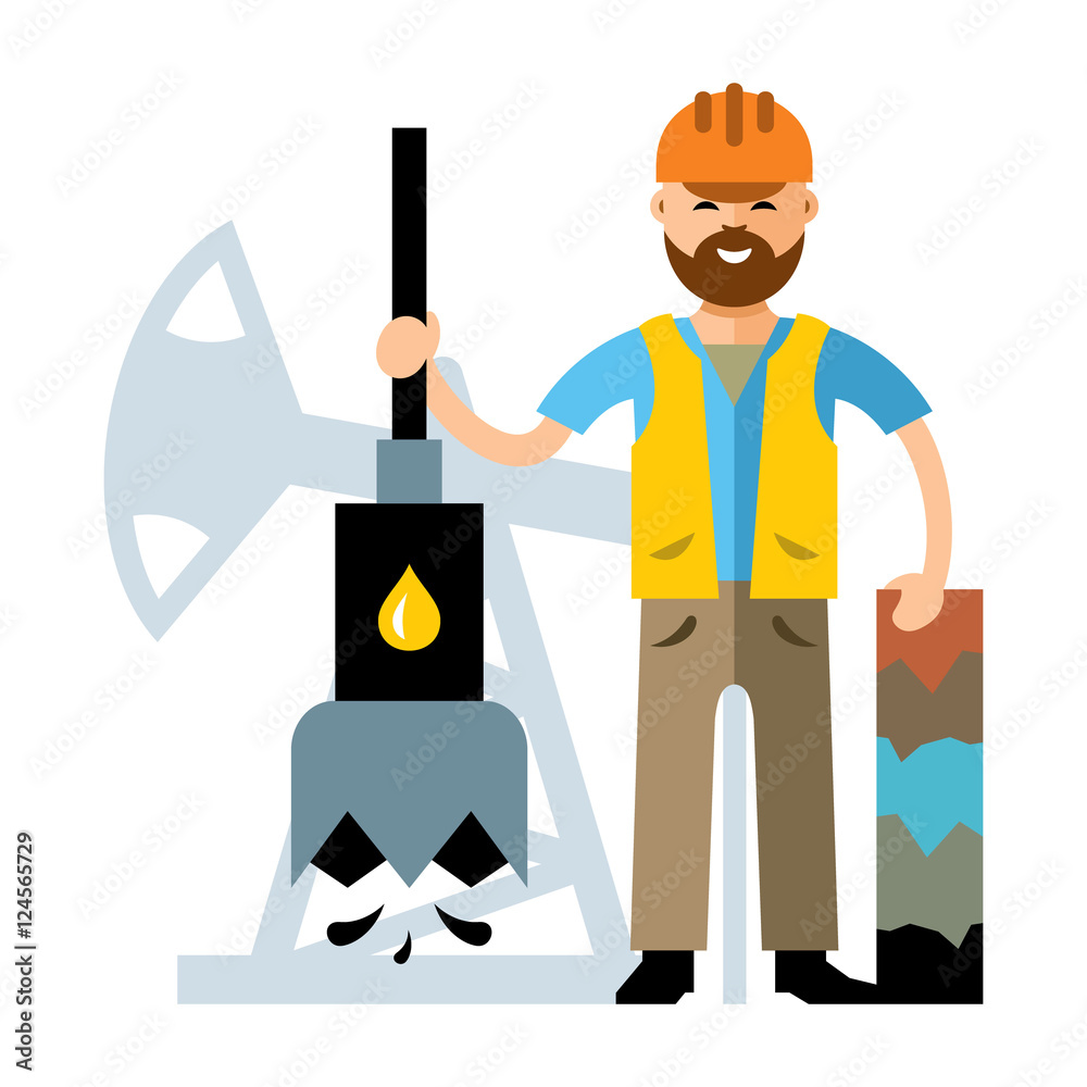 Vector Oil Industry. Flat style colorful Cartoon illustration. Stock ...
