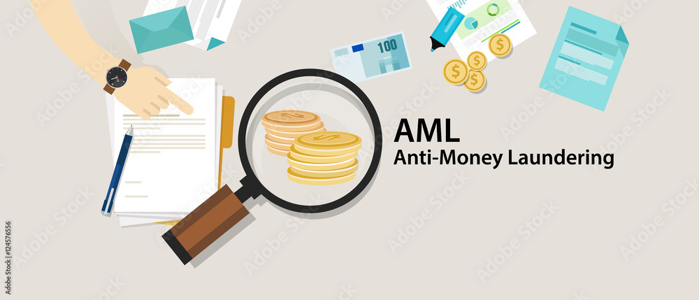 AML anti money laundering cash coin transaction company Stock Vector ...