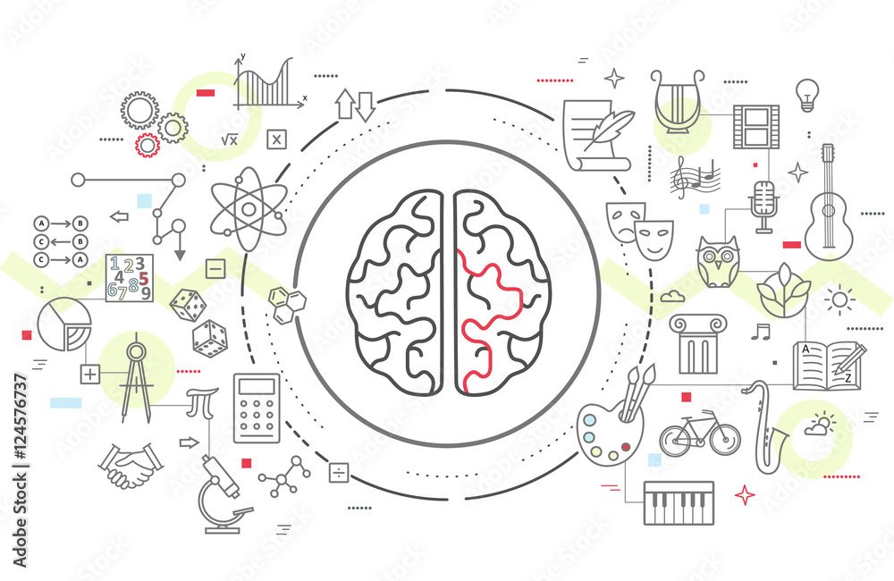 Vector icons of human brain activity. Stock Vector | Adobe Stock
