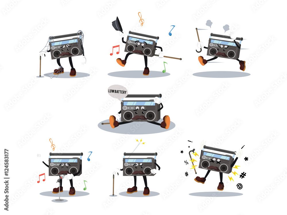 old radio cartoon set Stock Vector | Adobe Stock