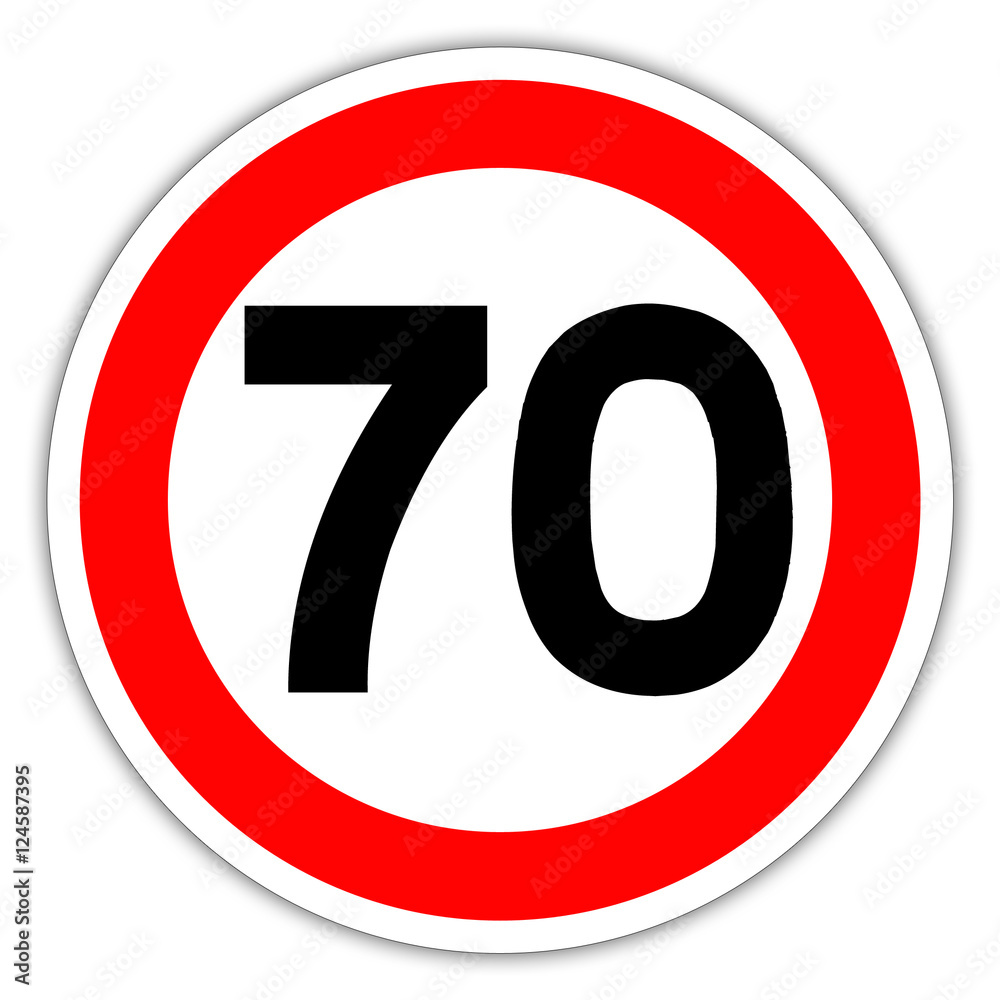 Panneau routier en France : limite de vitesse à 70 km/h Illustration ...