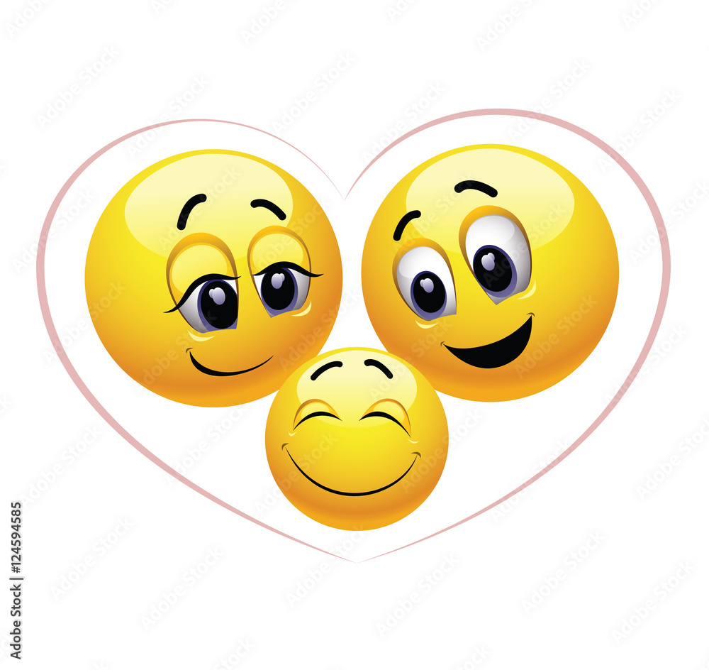 Smiley family. Vector illustration of a happy family presented trough ...