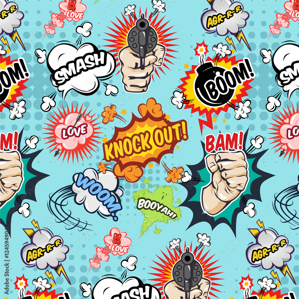 Comics Seamless Pattern Stock Vector | Adobe Stock