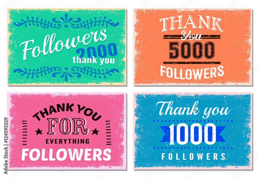 Thank You Followers Emblem Set Stock Vector | Adobe Stock