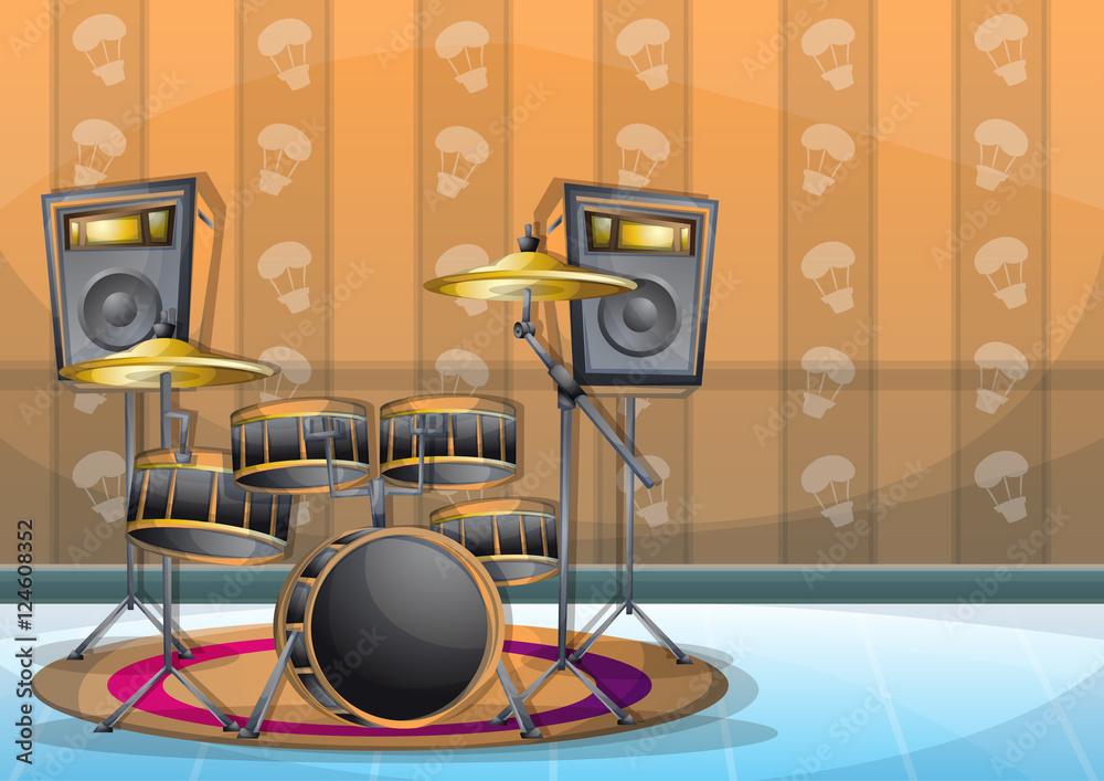 cartoon vector illustration interior music room with separated layers ...