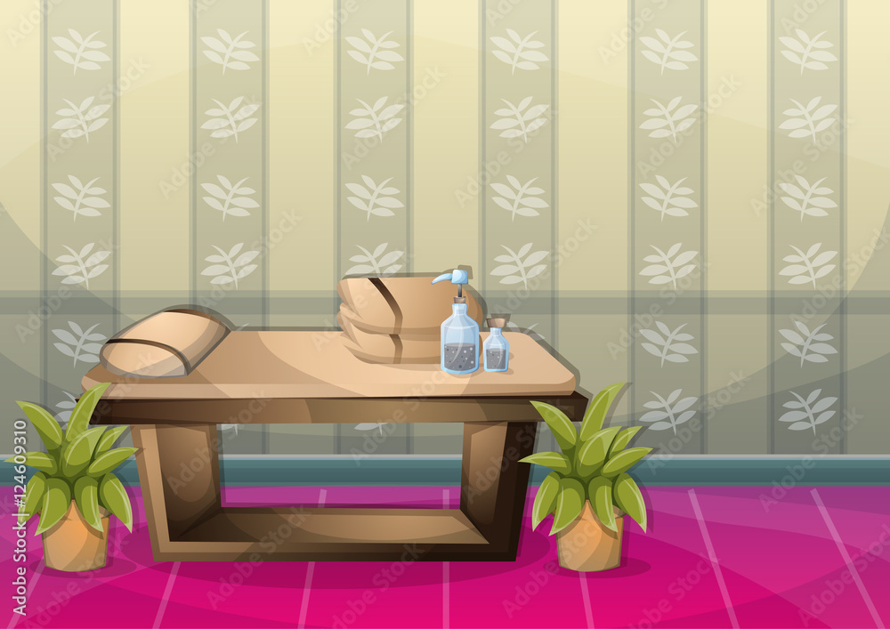 cartoon vector illustration interior spa room with separated layers in ...