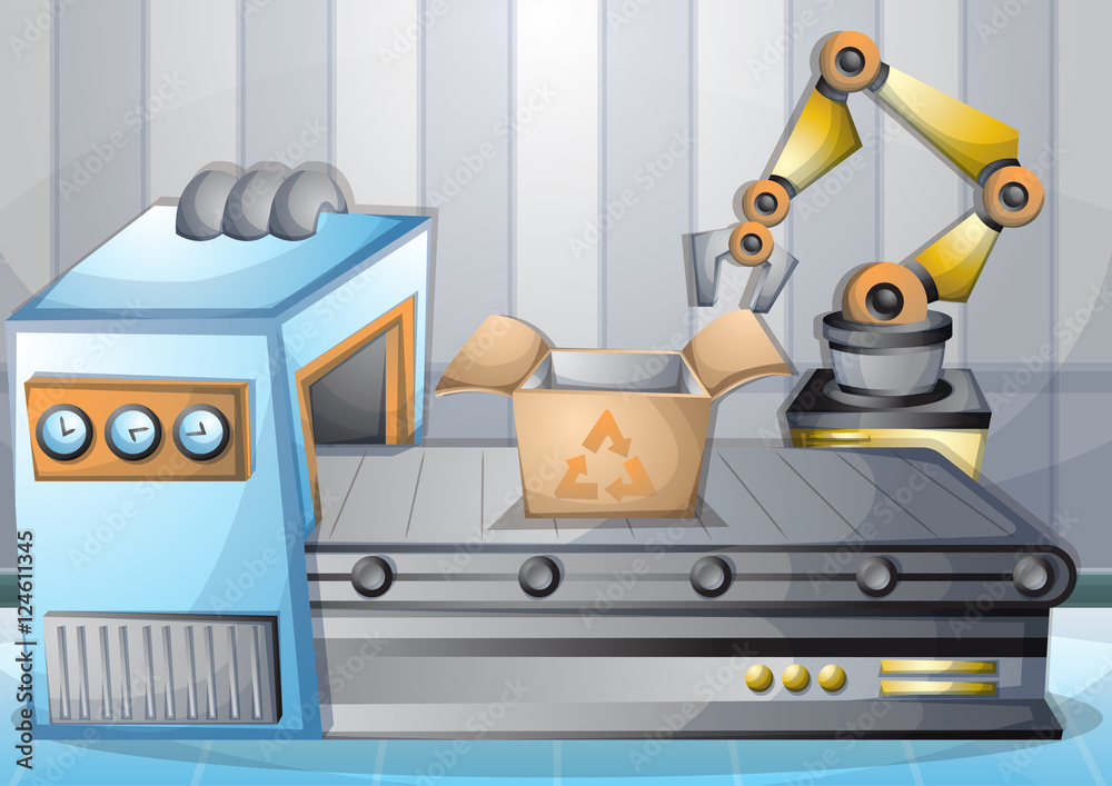 cartoon vector illustration interior factory room with separated layers ...