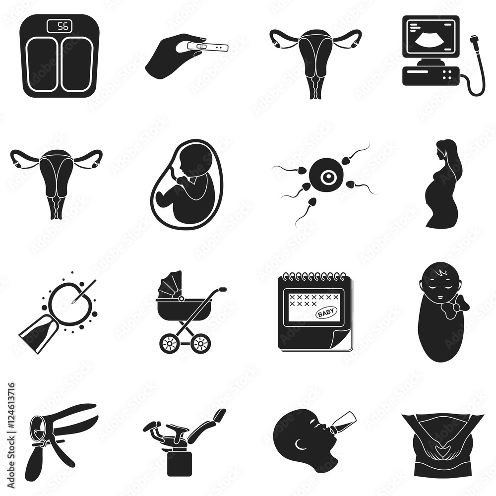 Pregnancy set icons in black style. Big collection pregnancy vector ...