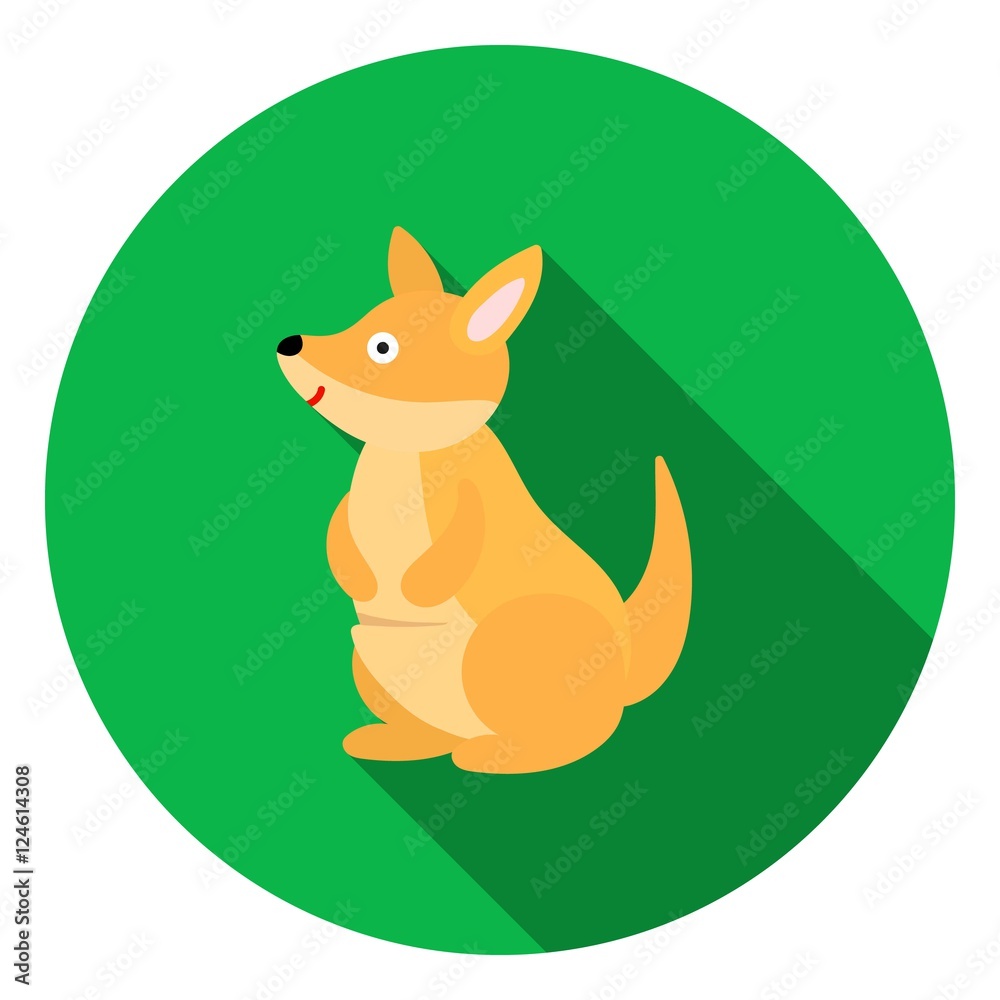 Kangaroo icon in flat style isolated on white background. Animals ...