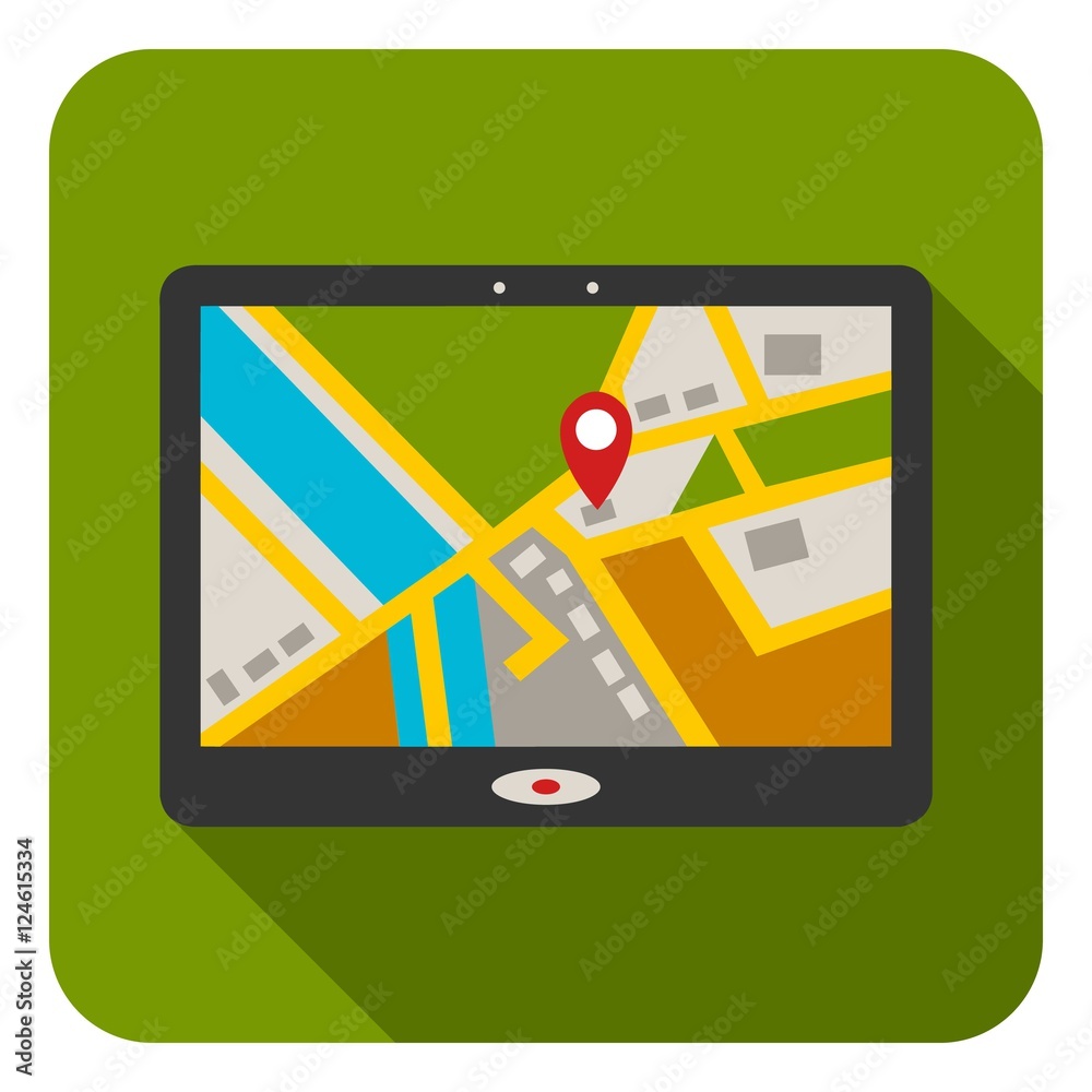 GPS icon in flat style isolated on white background. Logistic symbol ...