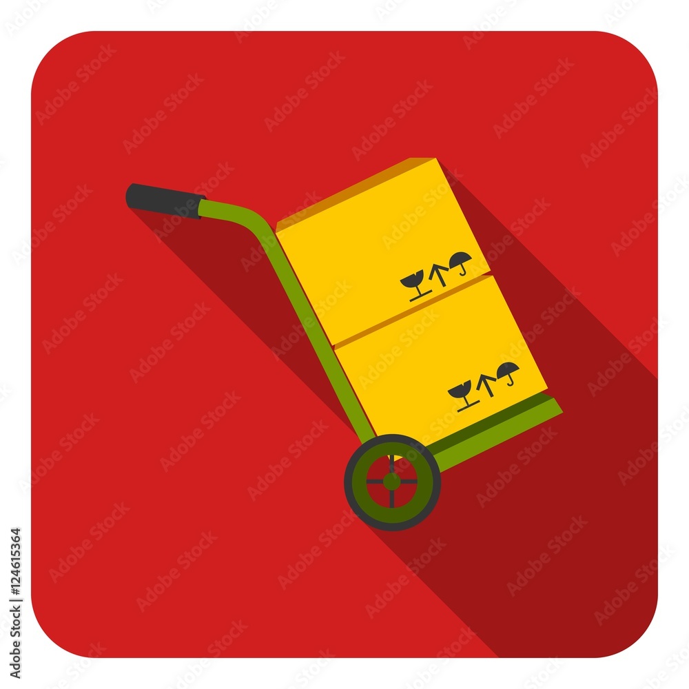 Truck with boxes icon in flat style isolated on white background ...