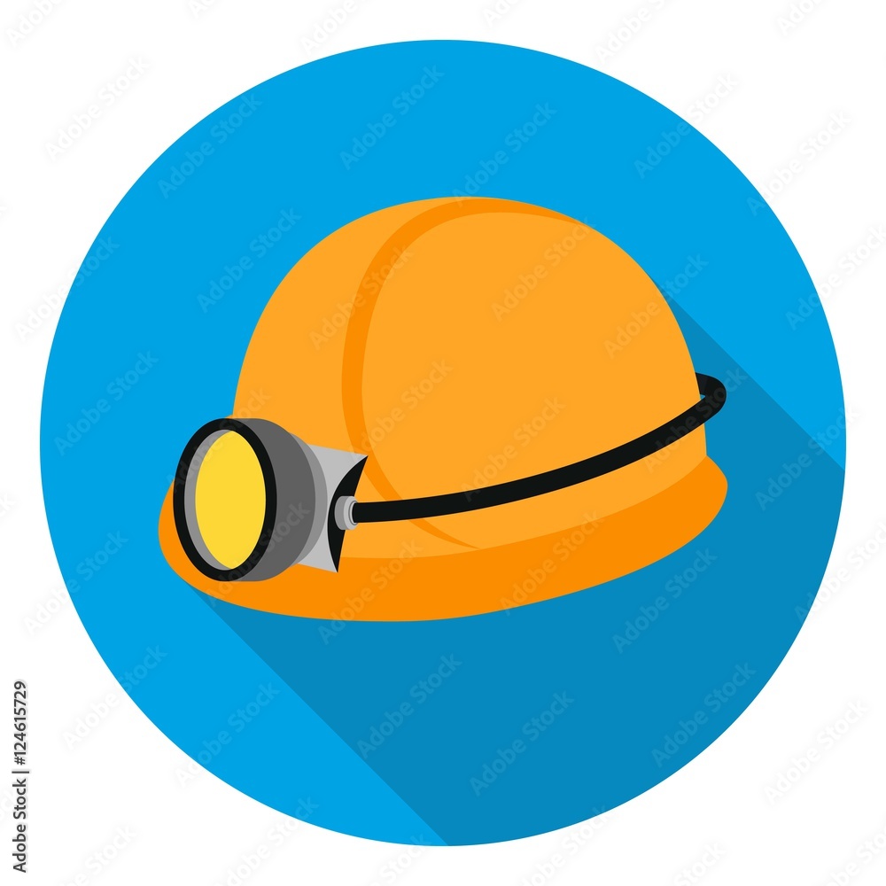 Miner's helmet icon in flat style isolated on white background. Mine ...
