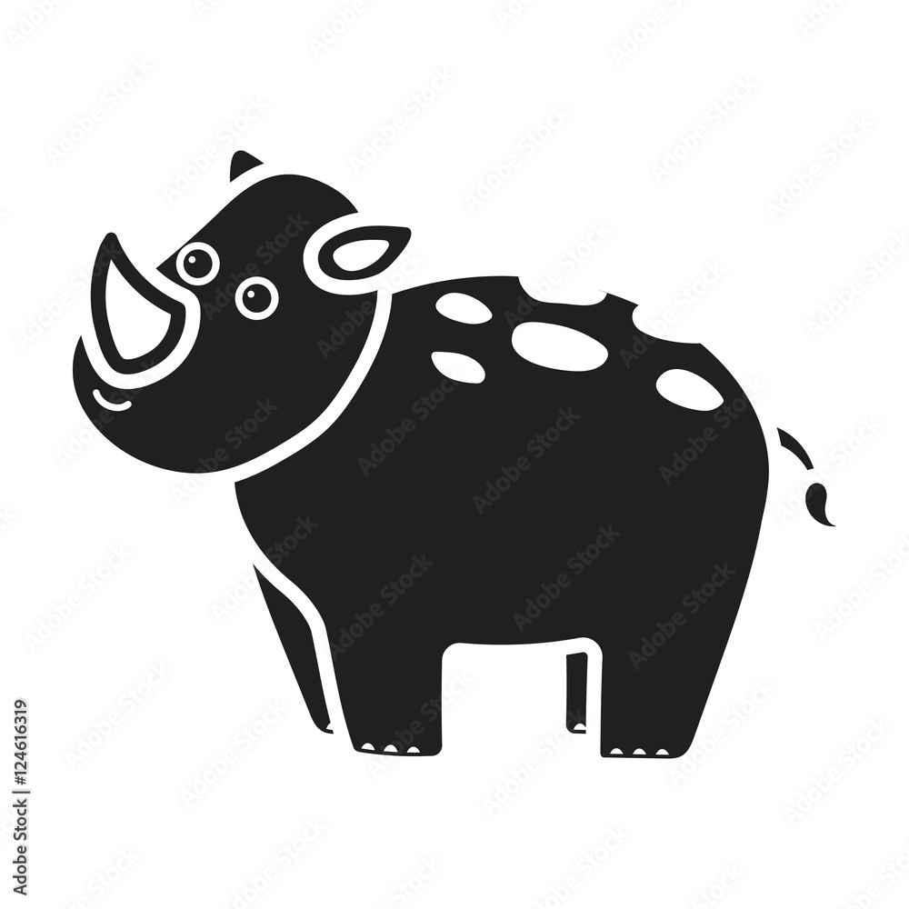 Rhinoceros icon in black style isolated on white background. Animals ...