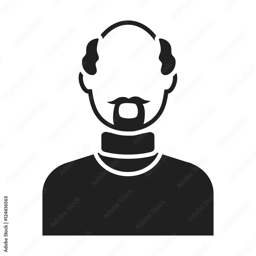 Gray beard icon in black style isolated on white background. Avatar ...