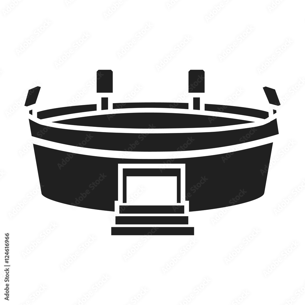 Stadium icon in black style isolated on white background. Building ...