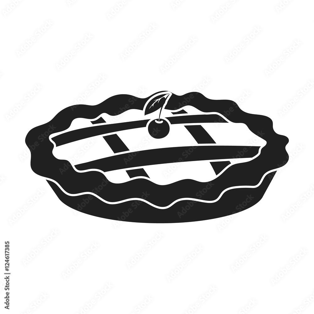 Thanksgiving pie icon in black style isolated on white background ...