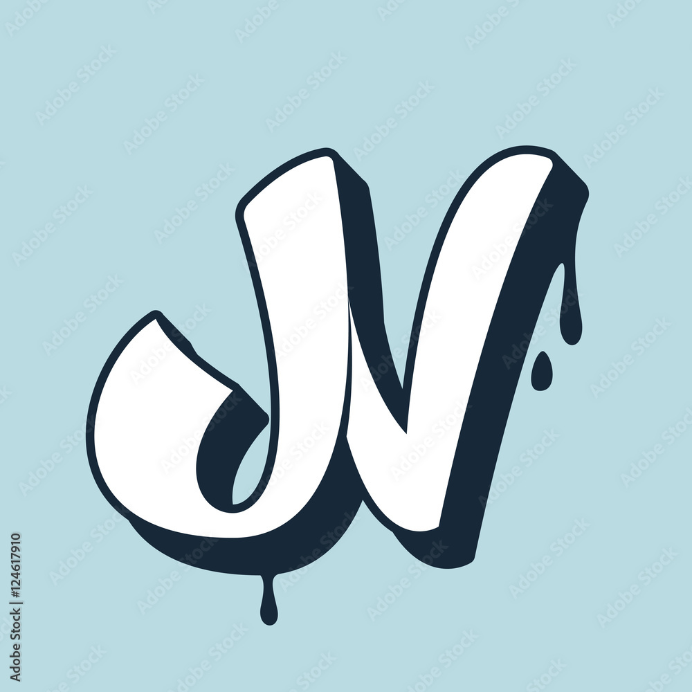 N letter calligraphy logo. Handwritten lettering. Stock Vector | Adobe ...