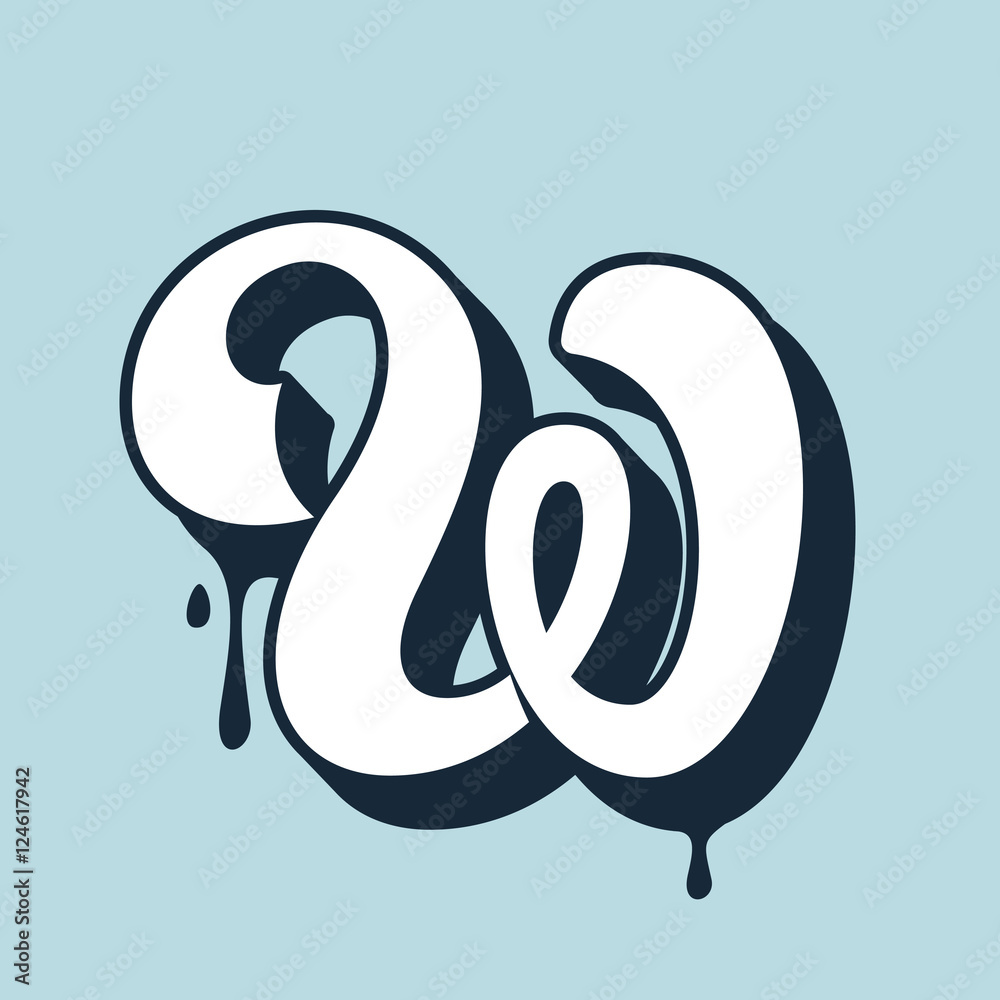 W letter calligraphy logo. Handwritten lettering. Stock Vector | Adobe ...