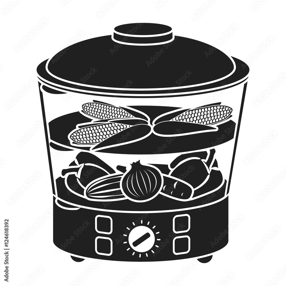Food steamer icon in black style isolated on white background ...
