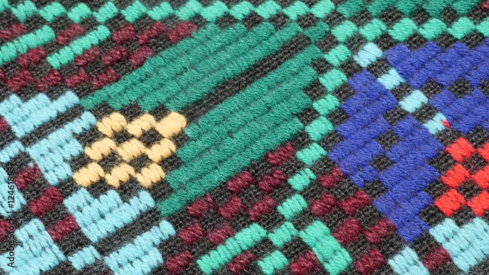 Texture of antique decorative colorful silky thread art 4K 2160p 30fps ...