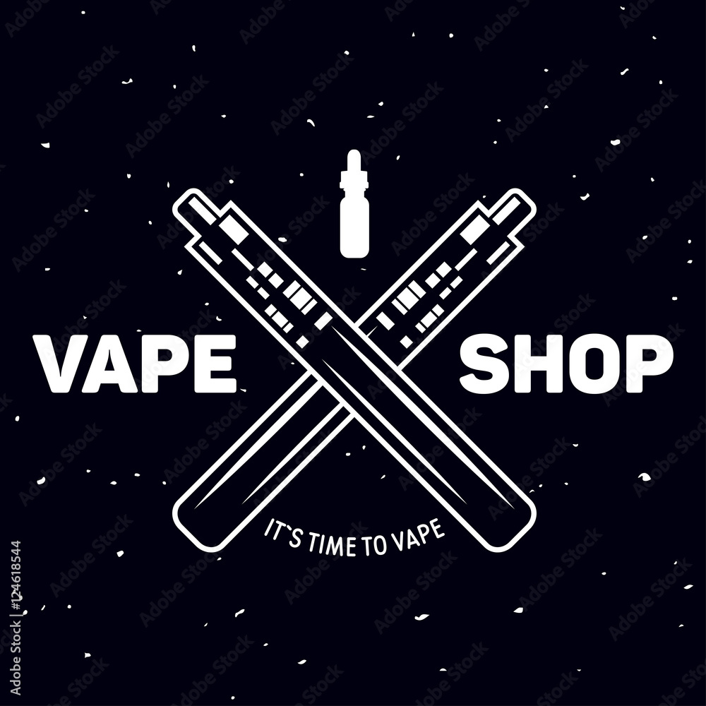 Vape e-cigarette emblem label print logo Monochrome style Isolated on ...