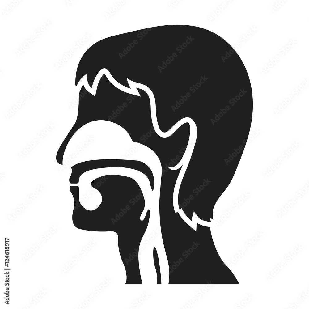 Respiratory system icon in black style isolated on white background ...