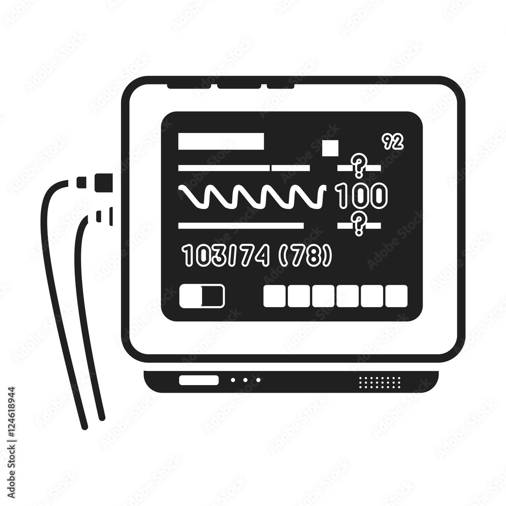 ECG machine icon in black style isolated on white background. Medicine ...