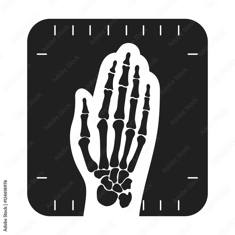 X-ray hand icon in black style isolated on white background. Medicine ...