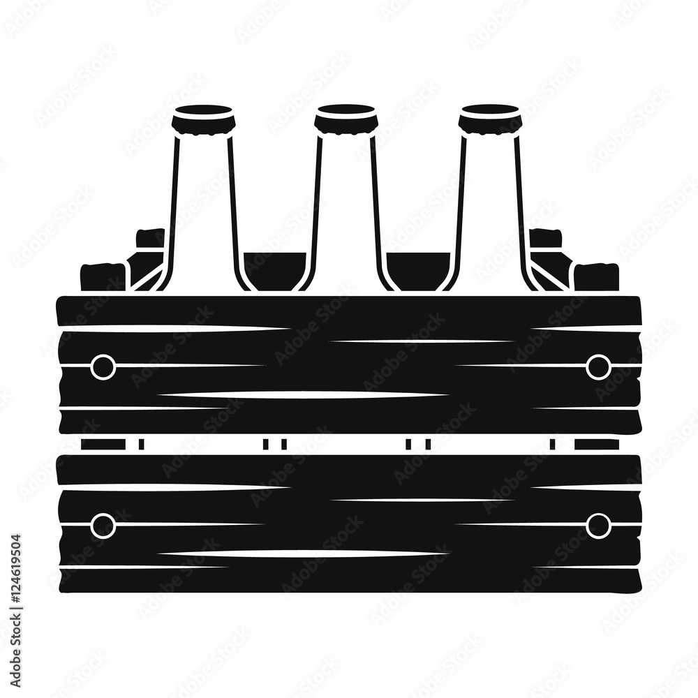 Box with beer icon in black style isolated on white background ...