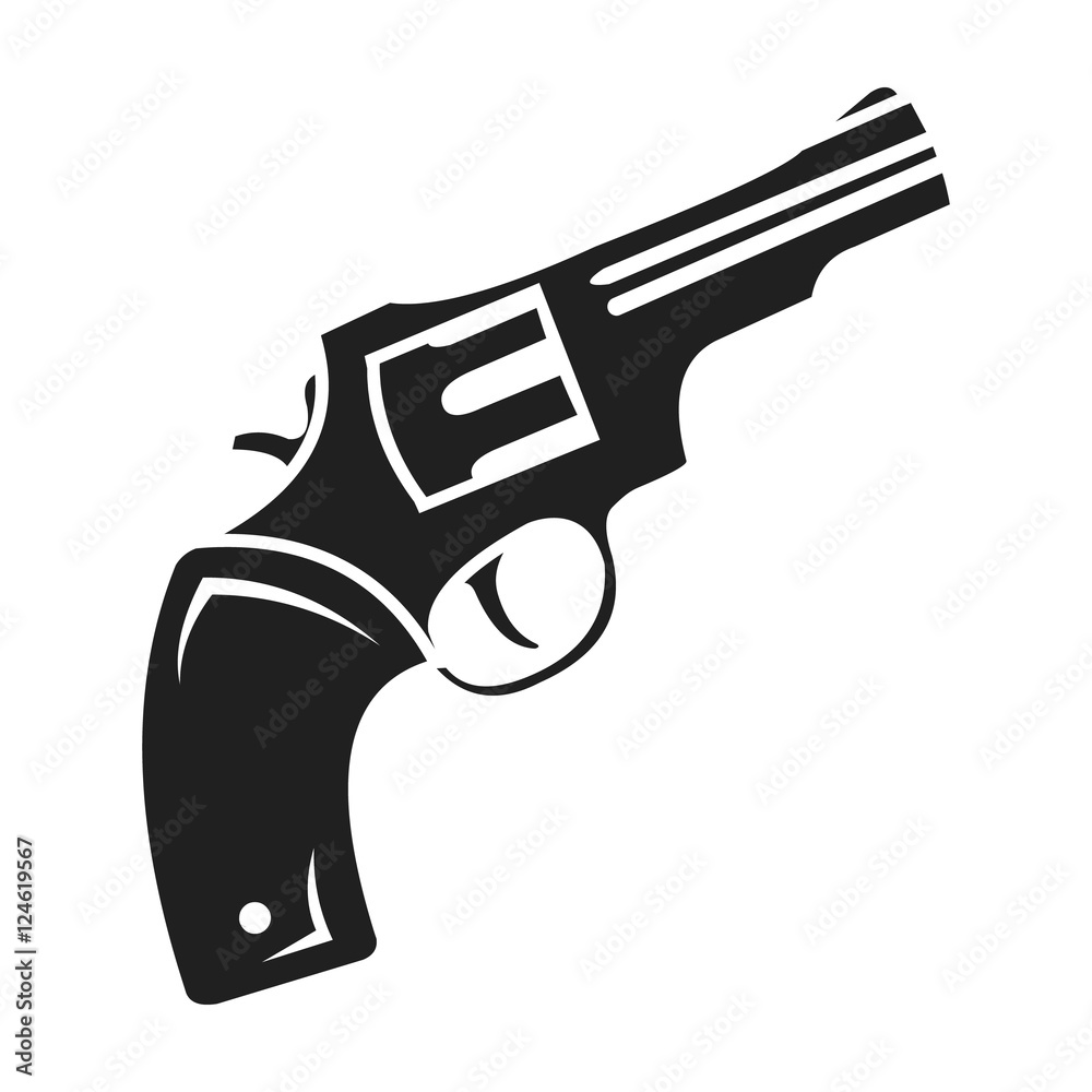 Revolver icon in black style isolated on white background. Wlid west ...