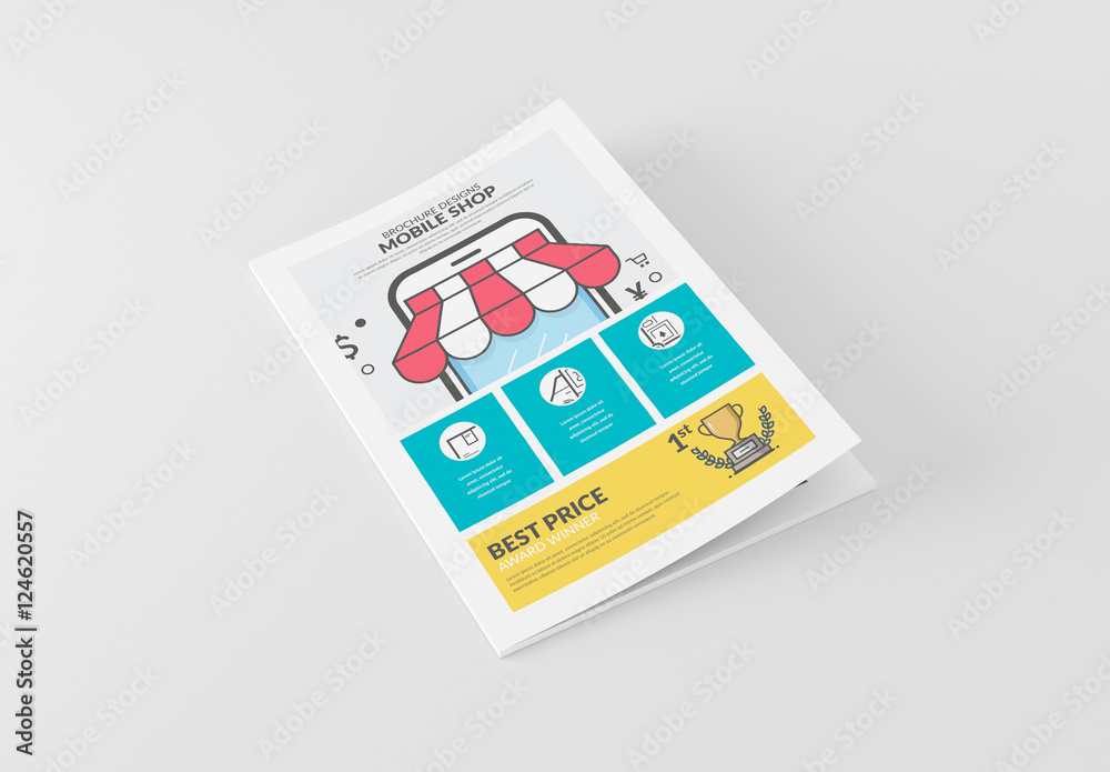Online Shop Booklet Layout with Cartoon Style Elements Stock Template ...