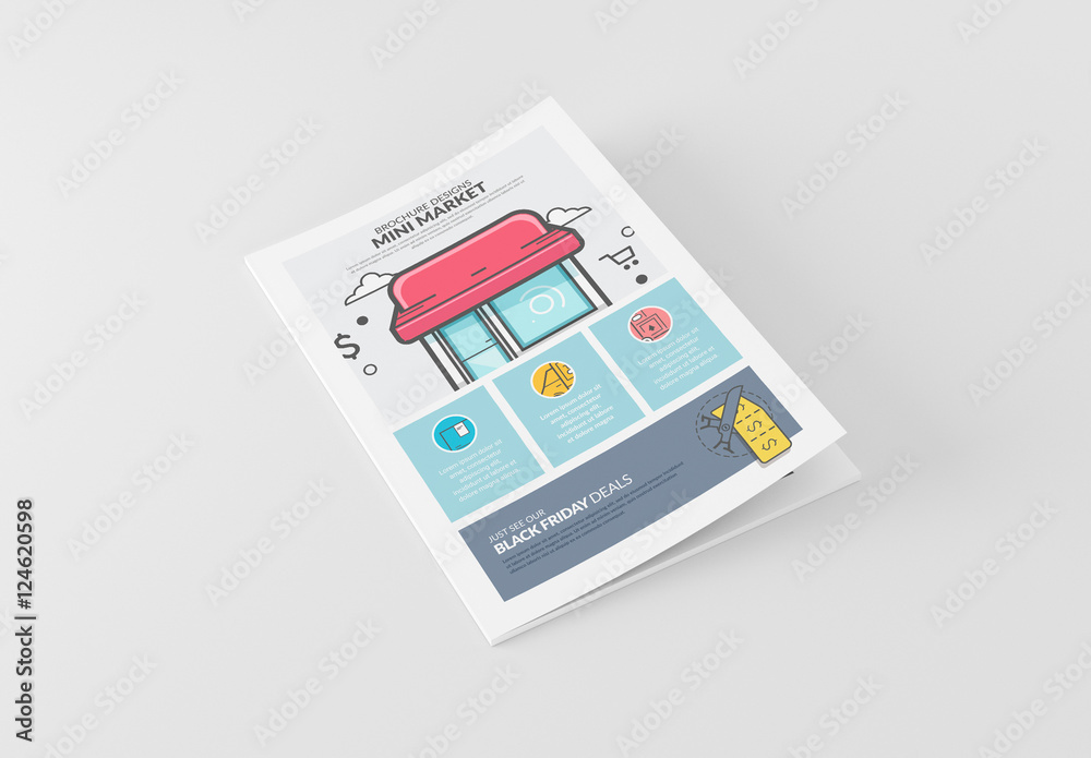 Retail Store Booklet Layout with Cartoon Style Elements Stock Template ...