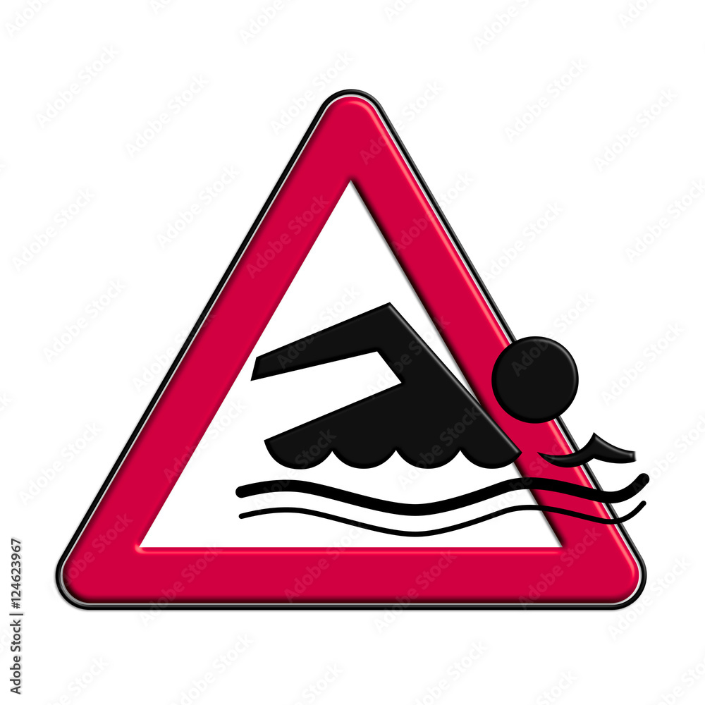 Segnale di pericolo o attenzione rosso balneazione Stock Photo | Adobe ...