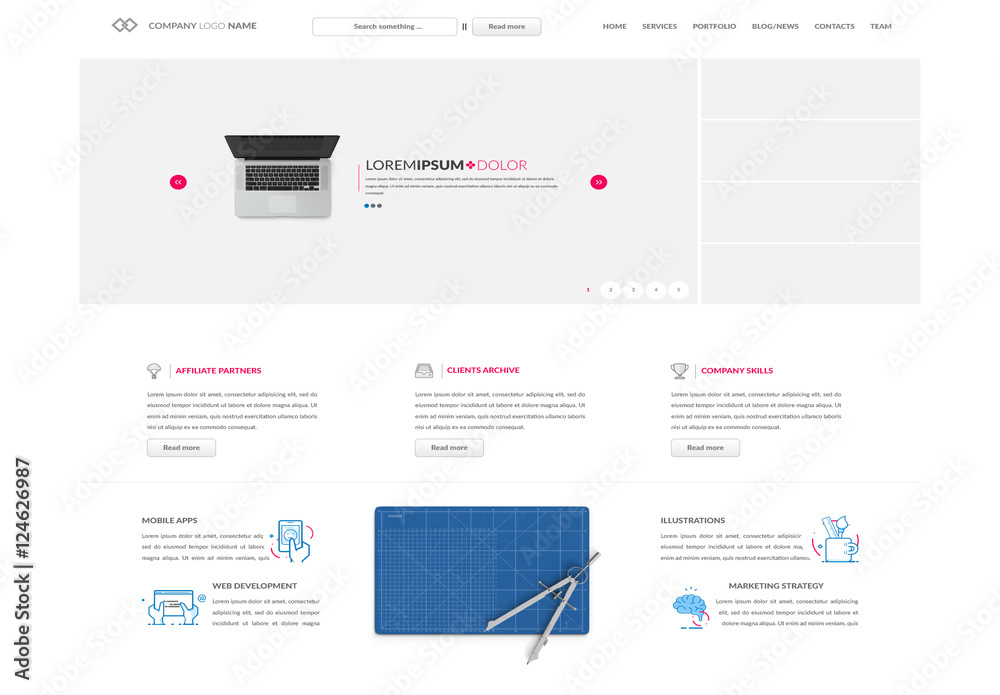 Modern Minimalist Multimedia Website Layout 2 Stock Template | Adobe Stock