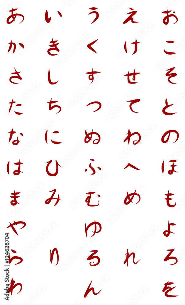 Vector Set of Hiragana Symbols. Japan Alphabet. Stock Vector | Adobe Stock