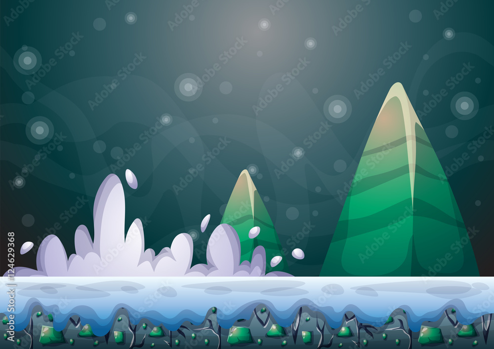 cartoon vector sky background with separated layers for game art and ...