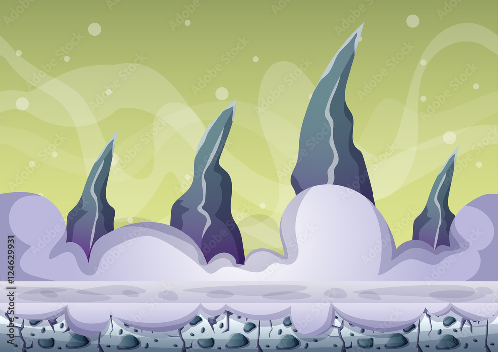 cartoon vector sky background with separated layers for game art and ...