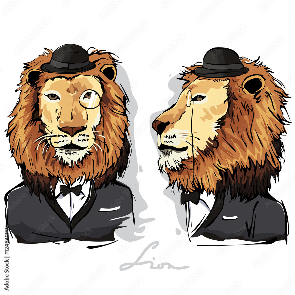 Lion Dressed as Human Stock Vector | Adobe Stock