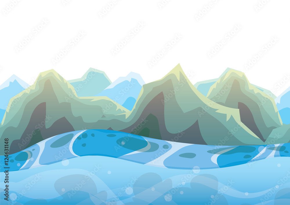 cartoon vector sea background with separated layers for game art and ...