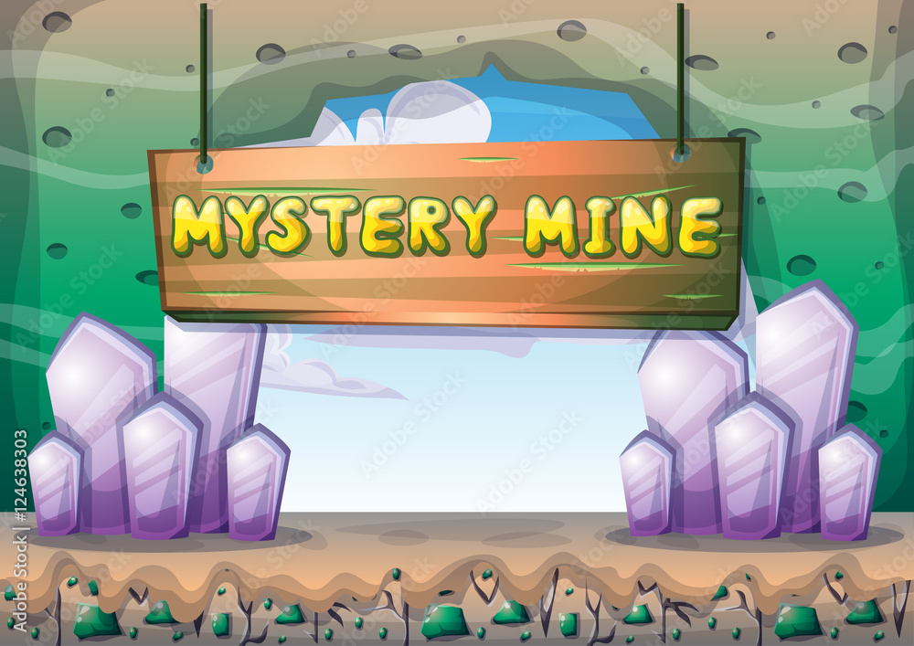 cartoon vector cave with separated layers for game and animation game ...