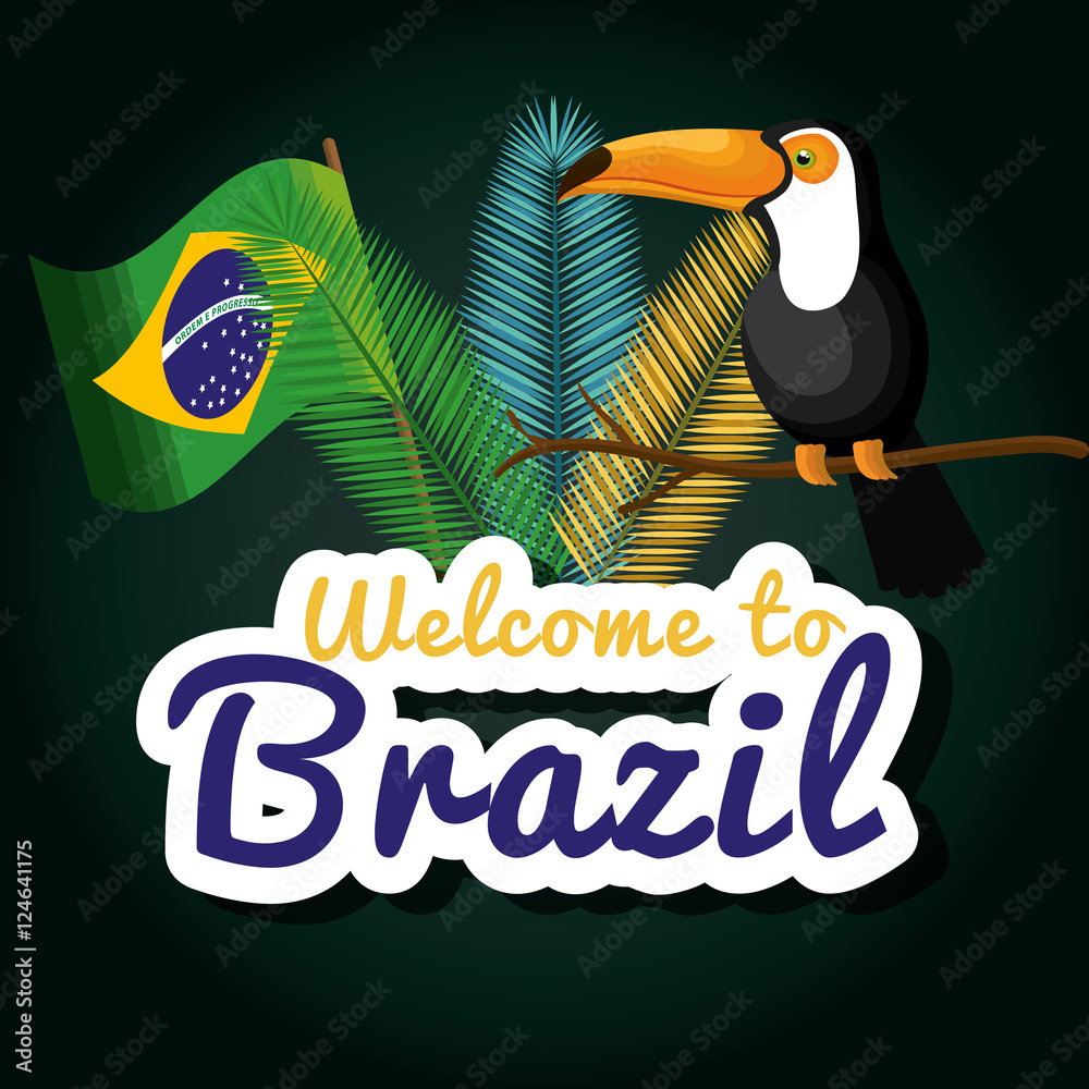 welcome to brazil representing icons vector illustration design Stock ...