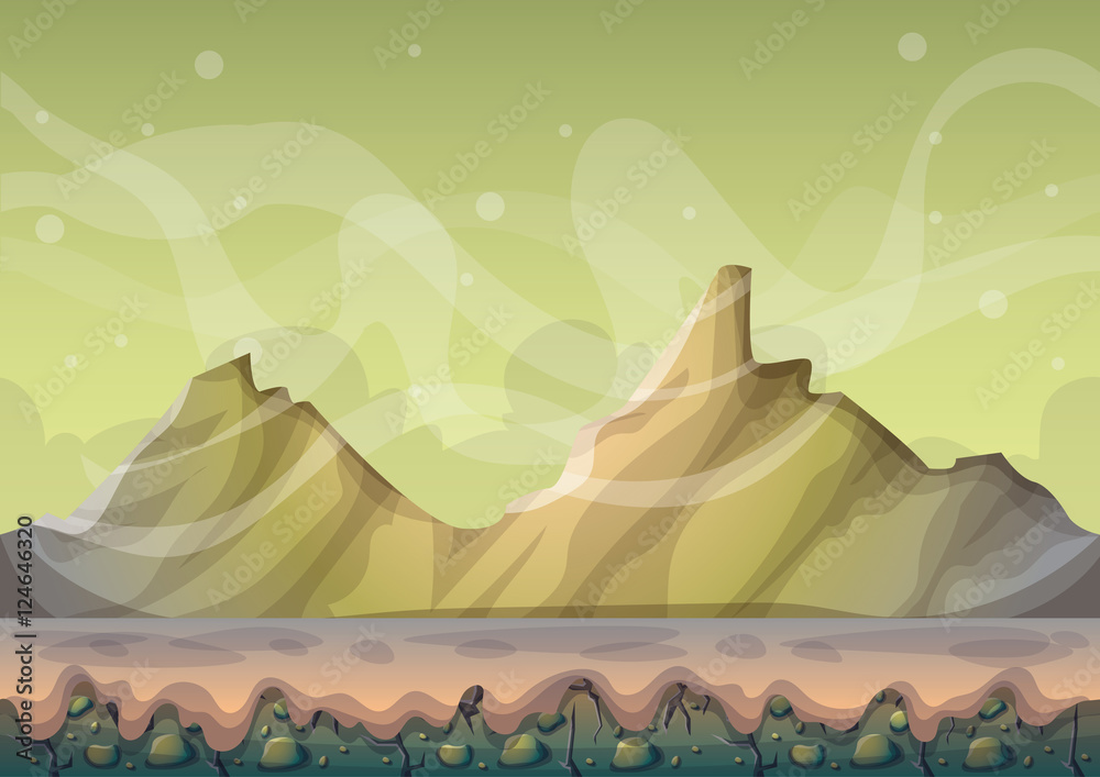 cartoon vector nature landscape background with separated layers for ...