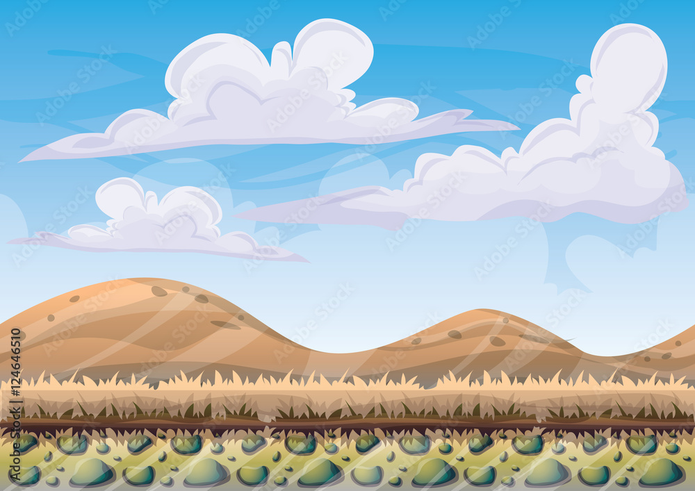 cartoon vector nature landscape background with separated layers for ...