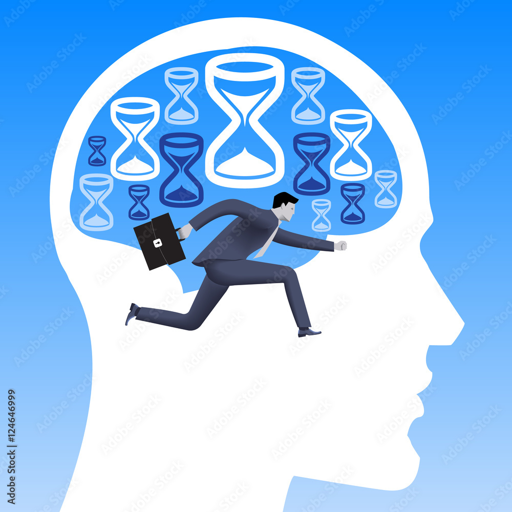 Race against time business concept. Confident businessman in business ...
