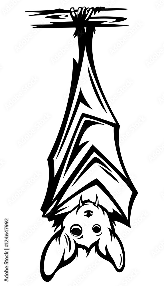 cute bat black and white vector design Stock Vector | Adobe Stock