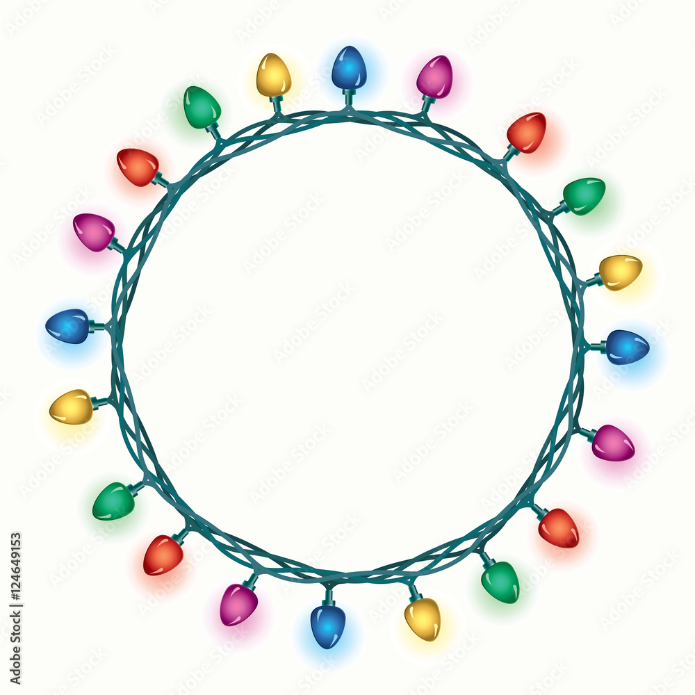 vector round border of christmas light lamps Stock Vector | Adobe Stock
